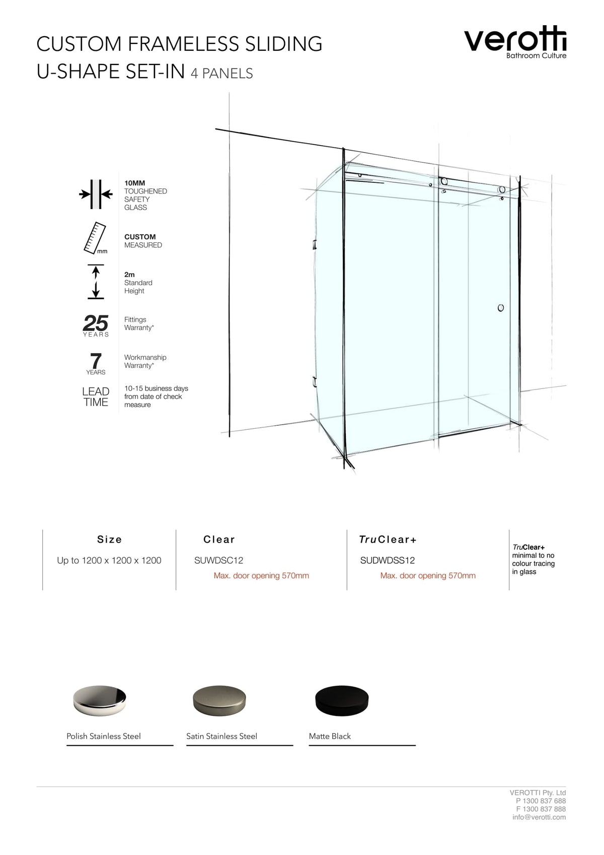 Custom Frameless Sliding U-Shape Set-In (4 Panels)