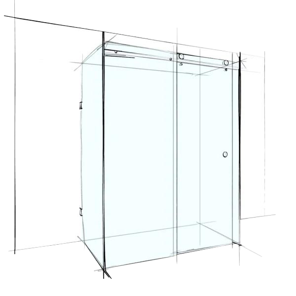 Custom Frameless Sliding U-Shape Set-In (4 Panels)